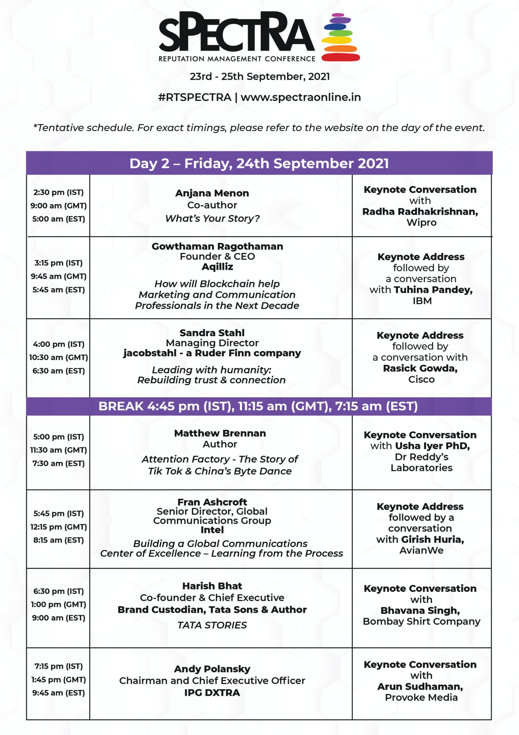 SPECTRA2021-Day2Schedule - Reputation Today